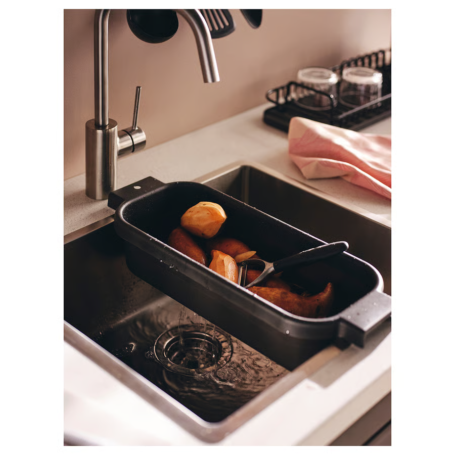 Дуршлаг и сушилка для посуды от Икеа в черном цвете лилльхавет