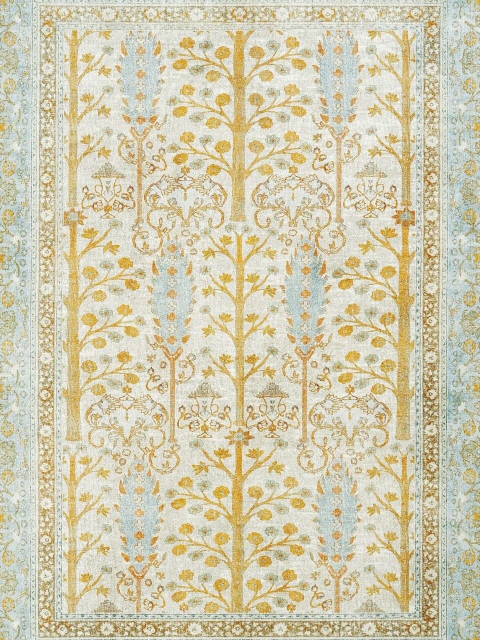 Ковер Cool Hali Private 61-062 винтажный 75x150 см Античное золото (пудровый голубой, золотистый), с этническим узором