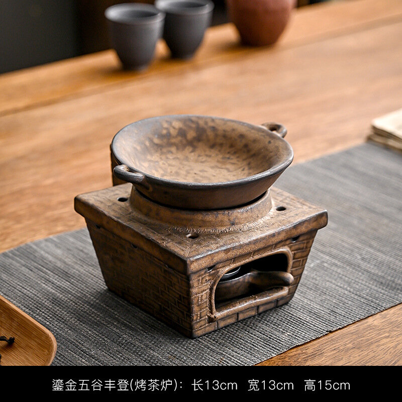 Домашний чайный сервиз, печь для обжарки чая, чайная печь из деревенской керамики для заваривания и усиления аромата чая, аксессуары для подогрева чая, подогреватель для чая на свечах.