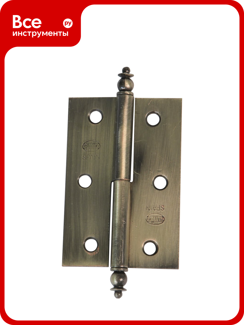 Петля Amig 541-70 карточная, стальная, эмалированная бронза, накладной монтаж, разъёмный механизм