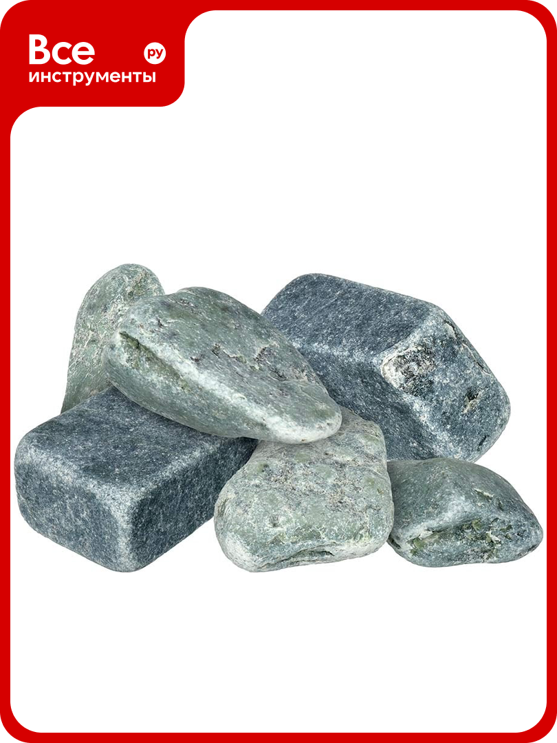 Камень Банные Штучки Нефрит, обвалованный, средняя фракция 70-140 мм, в коробке 10 кг 33721 для банной печи