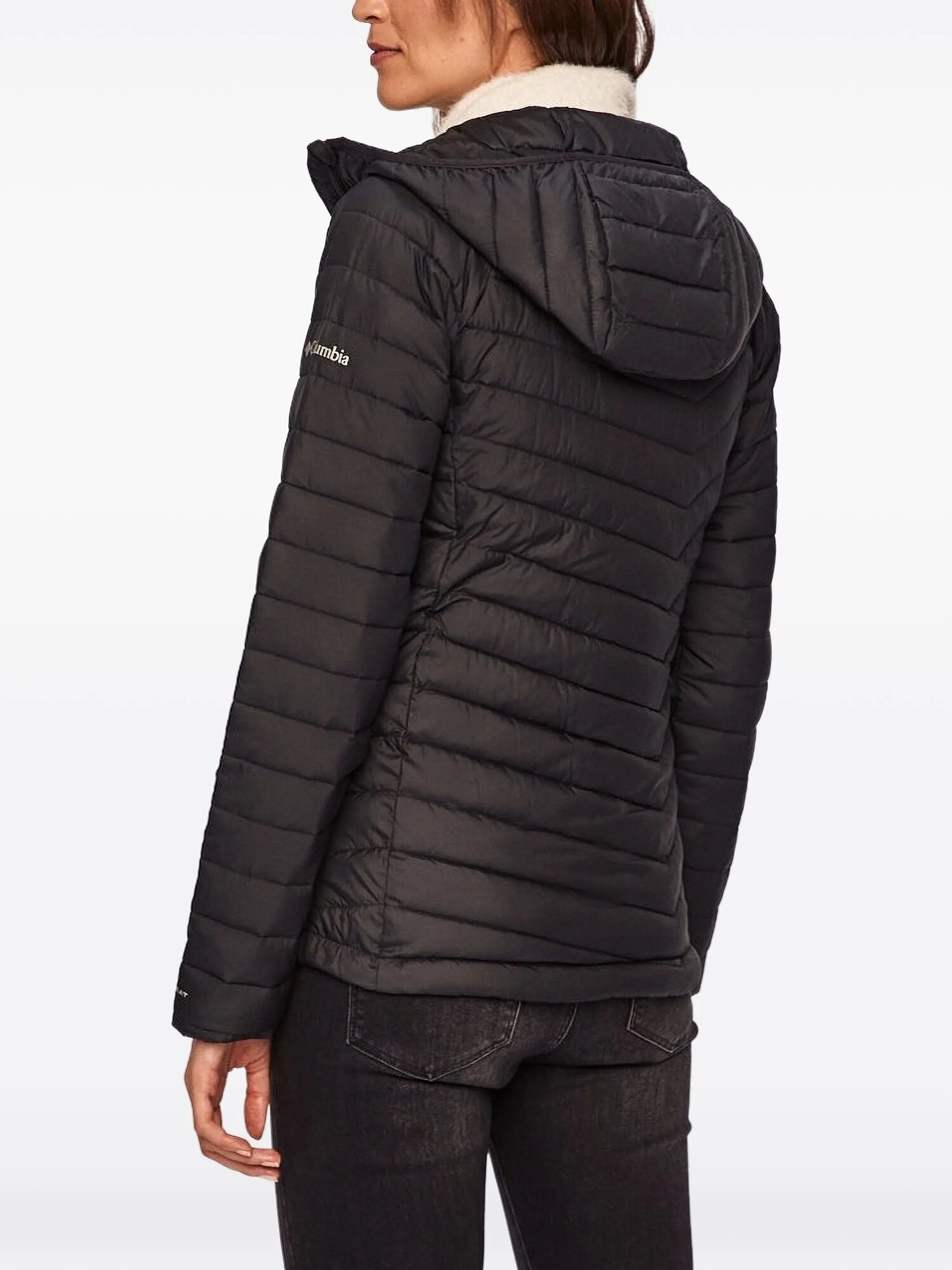 Куртка Columbia Hooded chevron-quilted puffer jacket, размер XS, black/black — фото 1