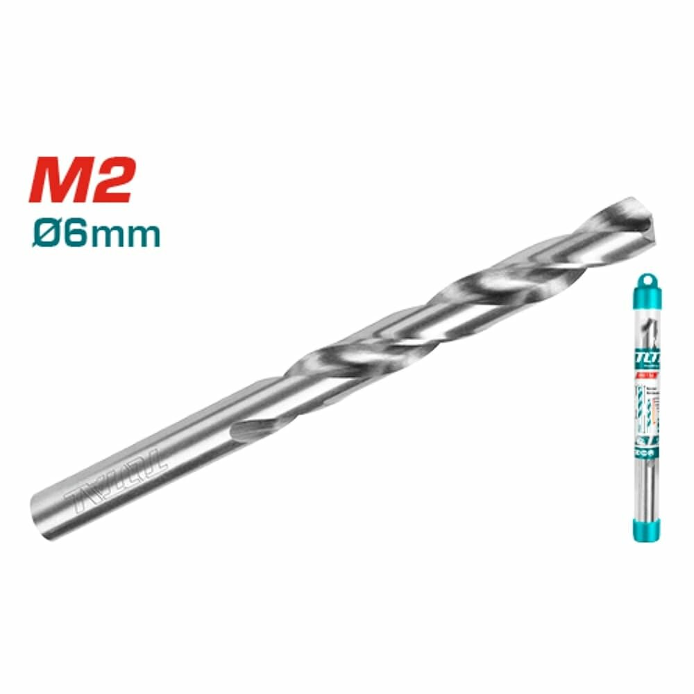 Сверло по металлу, угол заточки 135°, 6x93мм, TOTAL TAC110601 (1шт.)