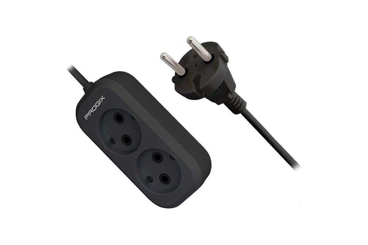 PROGIX удлинитель сетевой 5 м 2 розетки без заземления чёрный 2x0.75 US2XXB5