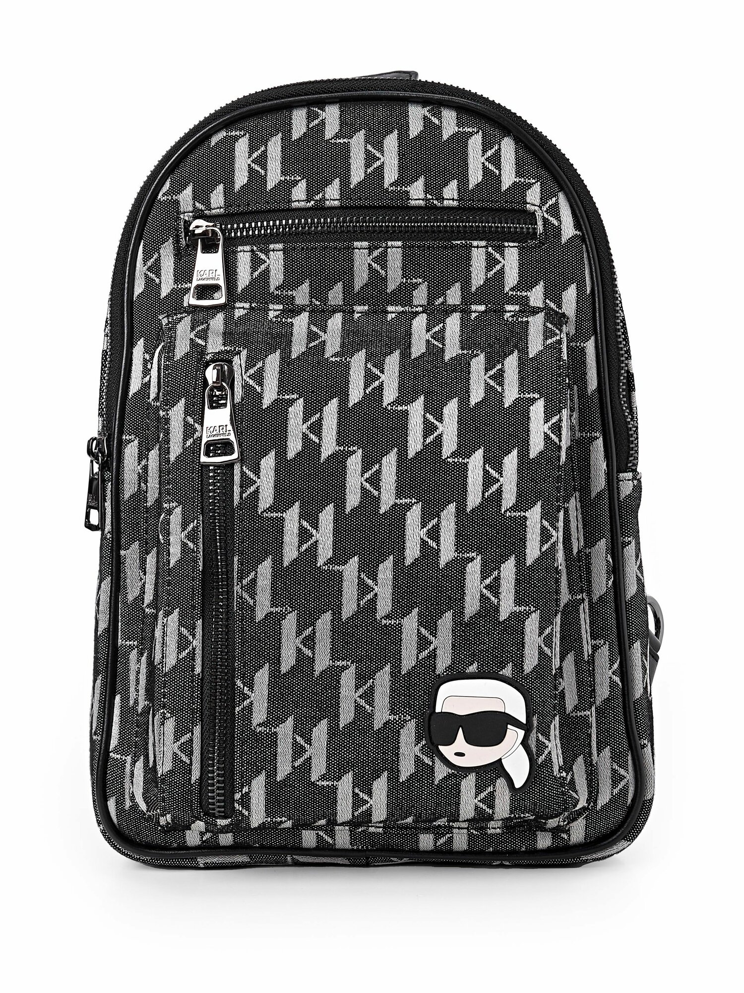 Рюкзак мини Karl Lagerfeld серый c монограммами