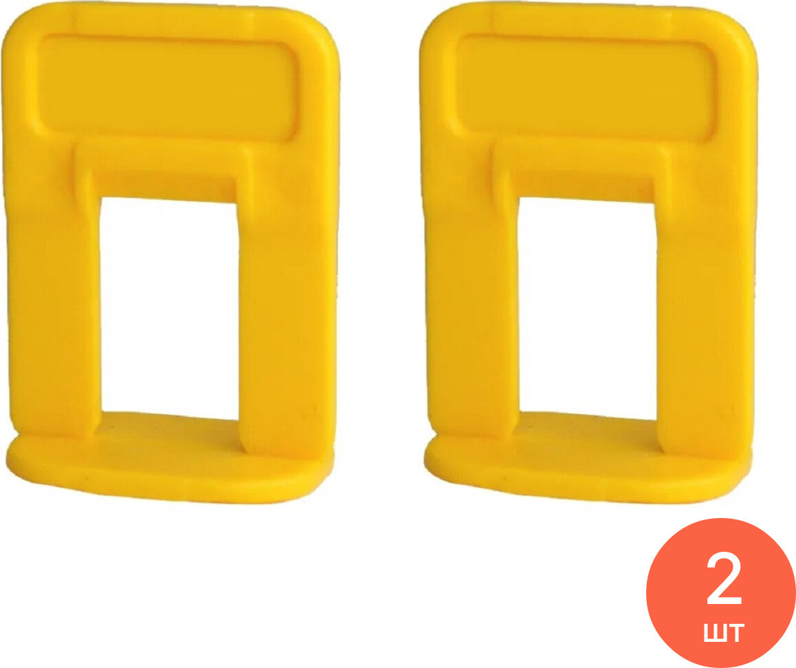 Зажим для выравнивания плитки DECOR / Декор Ворота для горизонтальных и вертикальных поверхностей, пластиковый, желтый, 1.5мм, 100шт. / строительство и ремонт (комплект из 2 шт)