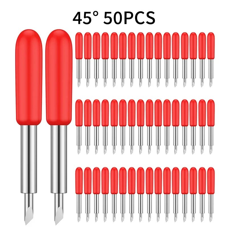 CHOWMASTER 30/45/60 градусов сменное лезвие вольфрамовое гравировальное лезвие, совместимое с Roland Cricut плоттер, электроинструмент для резки 45DEG-50PCS