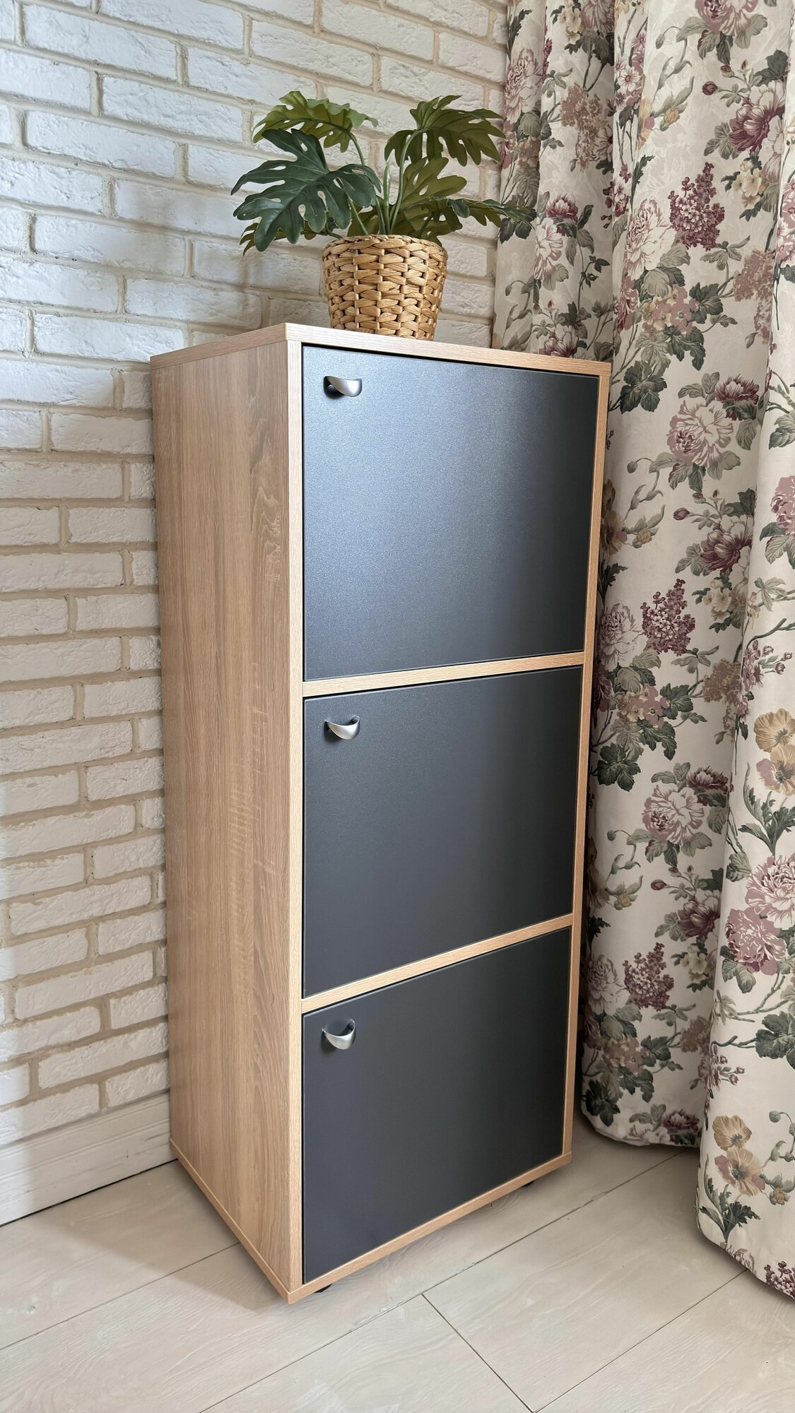 Комод-пенал без бренда, ЛДСП, дуб Сонома/Антрацит, 46x111x34 см