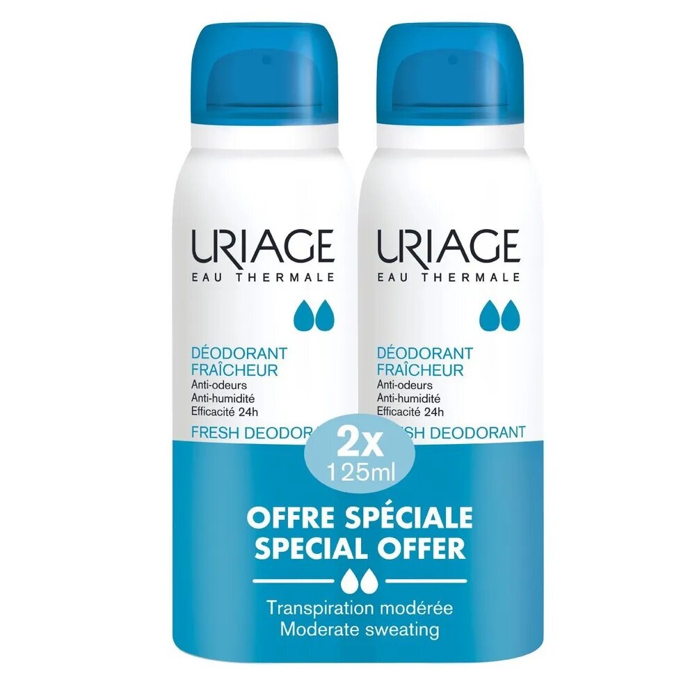 Урьяж набор Дезодорант-спрей с квасцовым камнем, 2*125 мл | URIAGE Fresh Deodorant