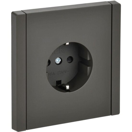 Розетка Iek СП FORTE&PIANO FP313 16А с заземл. защ. шторки безвинт. крепл. сер, FP-R14-16-1-K03