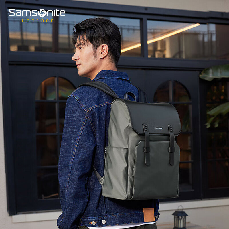 Samsonite Fashion Commuter Backpack Laptop Bag 15.6-Inch Men's Backpack Business Large Capacity Cowhide Leather NV0*04003