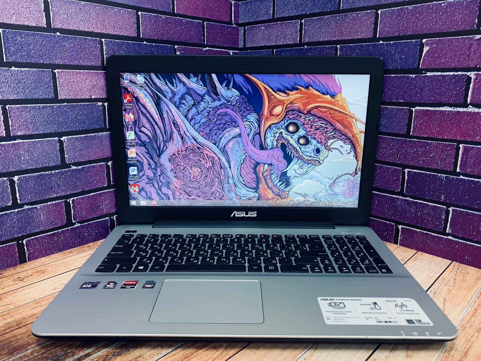 Ноутбук Asus X555DG-XO020T 15.6", AMD A10 8700P, RAM 8ГБ, HDD 1000ГБ, Radeon R6 M340DX 2ГБ, Windows 8