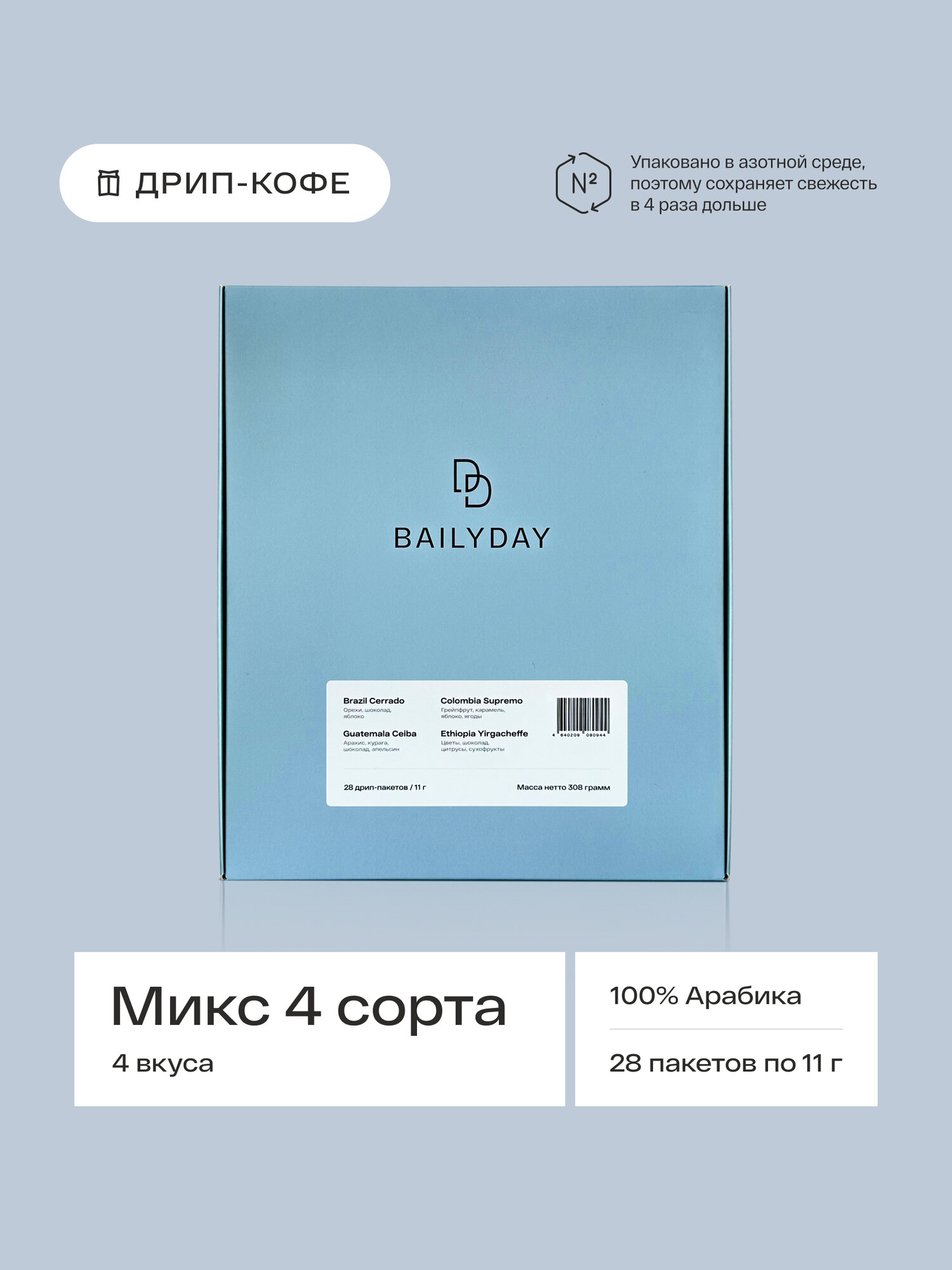 Дрип кофе Bailyday Mix (молотый кофе в дрип-пакетах) микс 28 шт. по 11 г