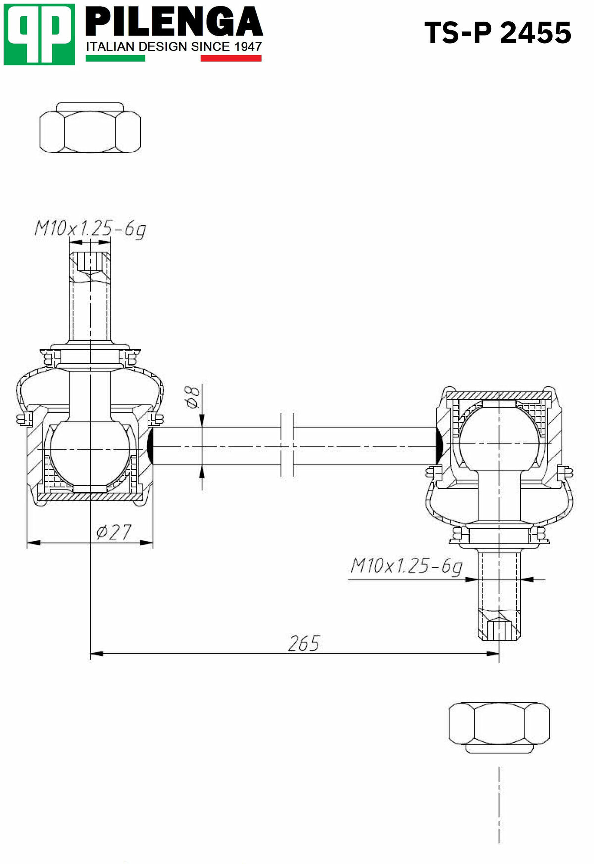 Тяга Пер. стабил. chevrolet Aveo (T200)(Pilenga Ts-P 2455)