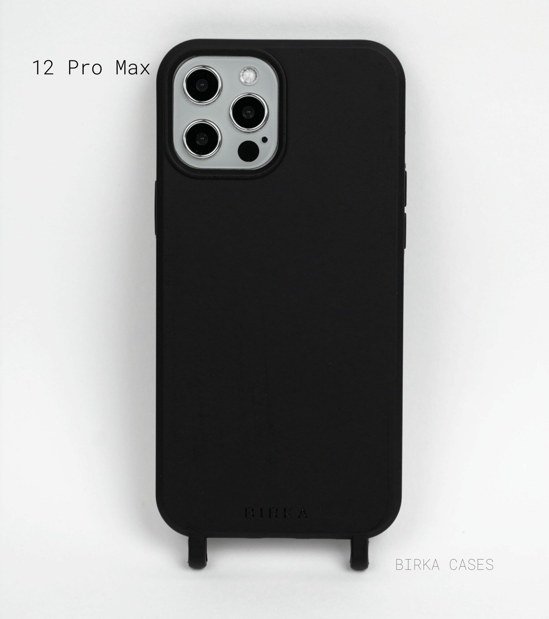 Противоударный чехол с креплением для шнурка или ремешка BIRKA CASES черного цвета, для iPhone 12 Pro Max