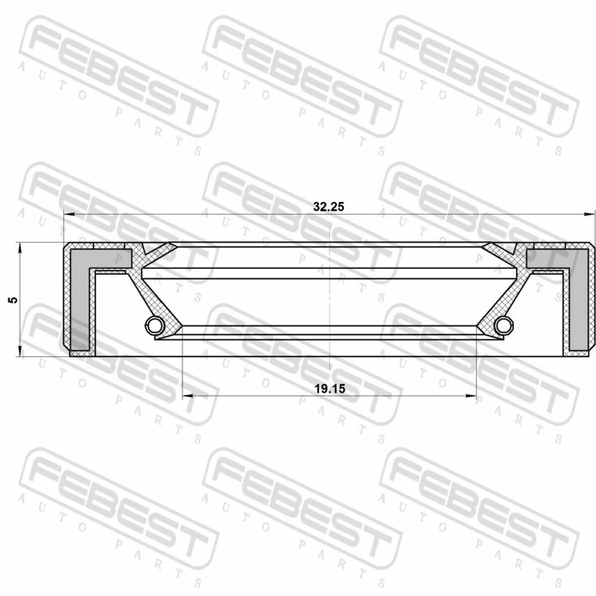 Сальник Масляного Насоса 19.15X32.25X5X5(Febest 95Gay-21320505R)