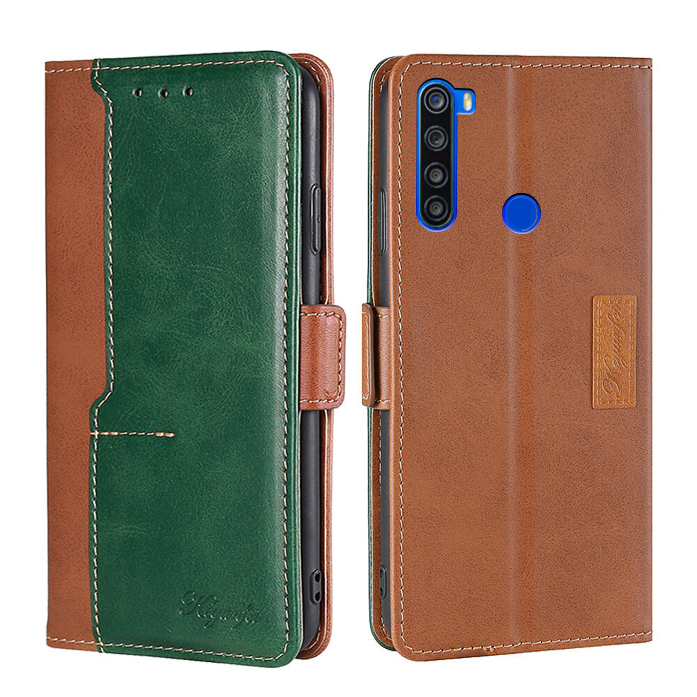 Чехол-книжка MyPads для Xiaomi Redmi Note 8T / Сяоми Редми Ноте 8T, смешать два цвета (зеленый + коричневый)