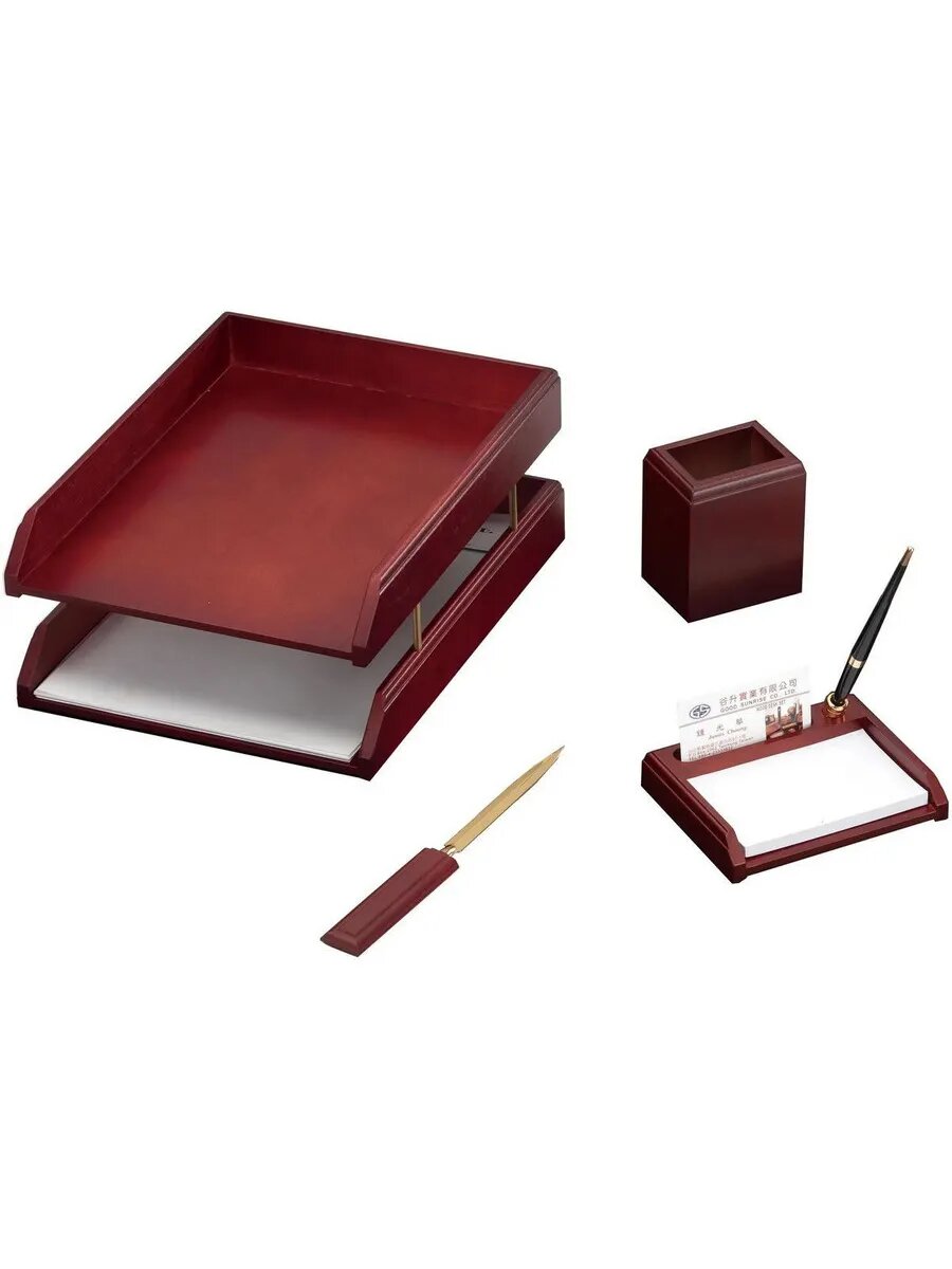 Набор настольный Good Sunrise M4C-10A, дерево, красное, 4 предмета