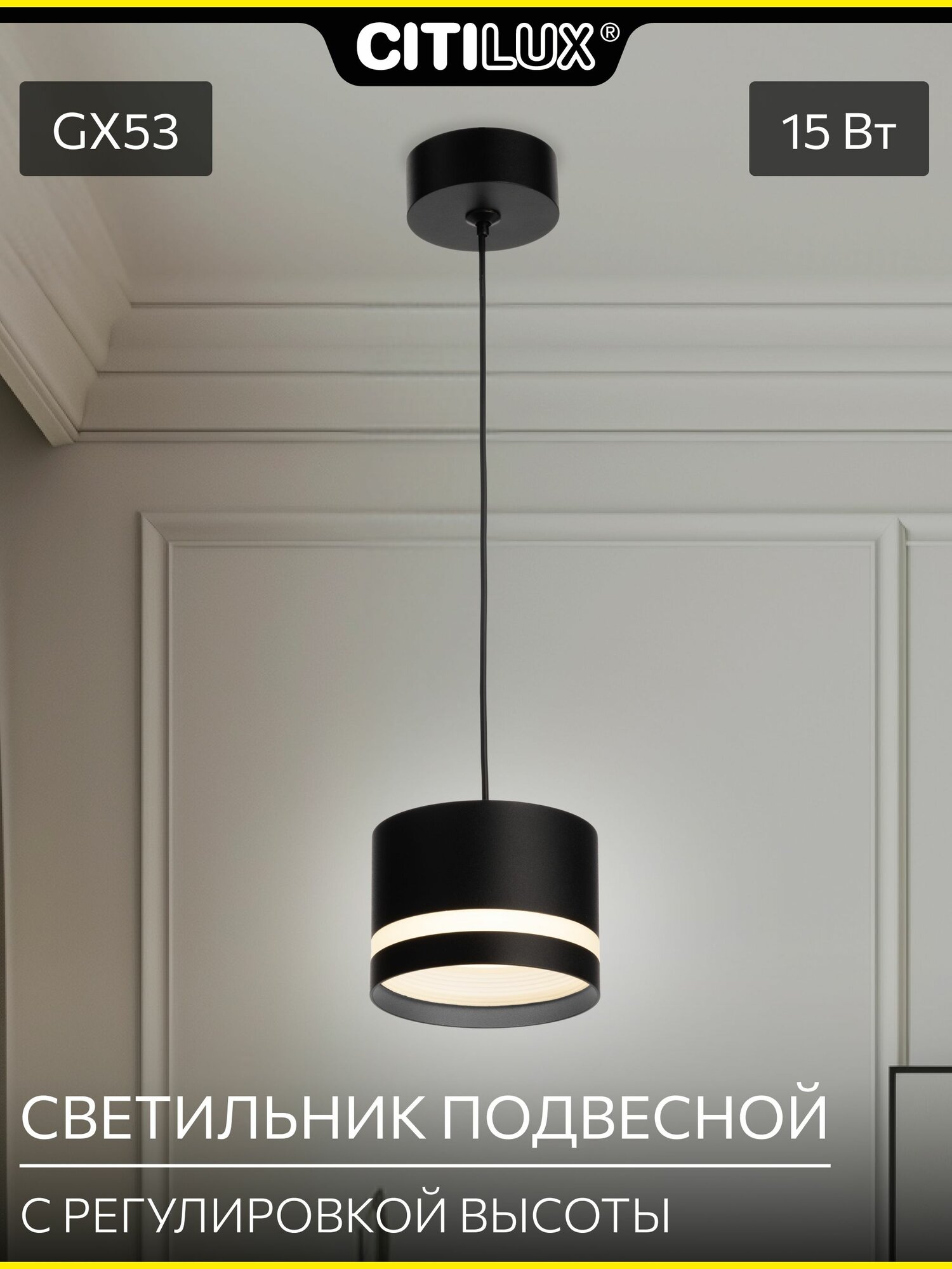 Светильник Citilux Hardy CL002P11, подвесной, чёрный, металлический, для натяжных потолков