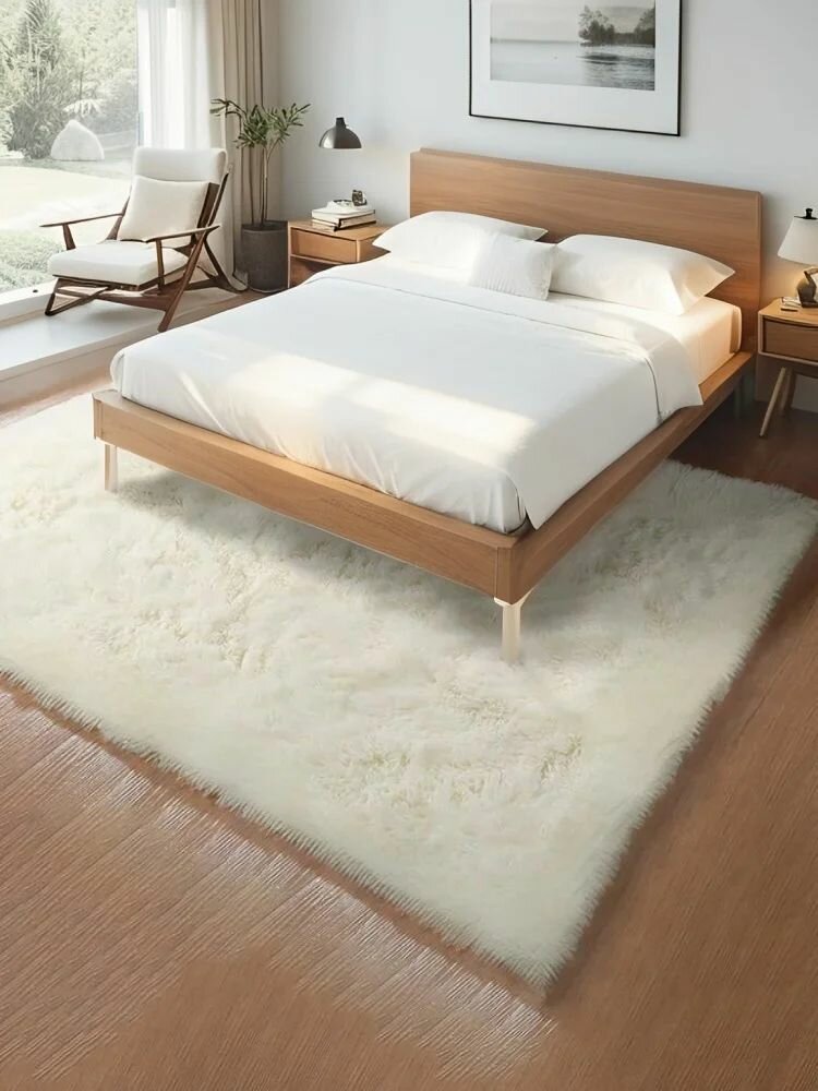 Мягкий плюшевый ковер размером 200x250 см можно использовать в спальне и гостиной. Белоснежная плюшевая и пушистая комната мягкая и удобная нескользящая