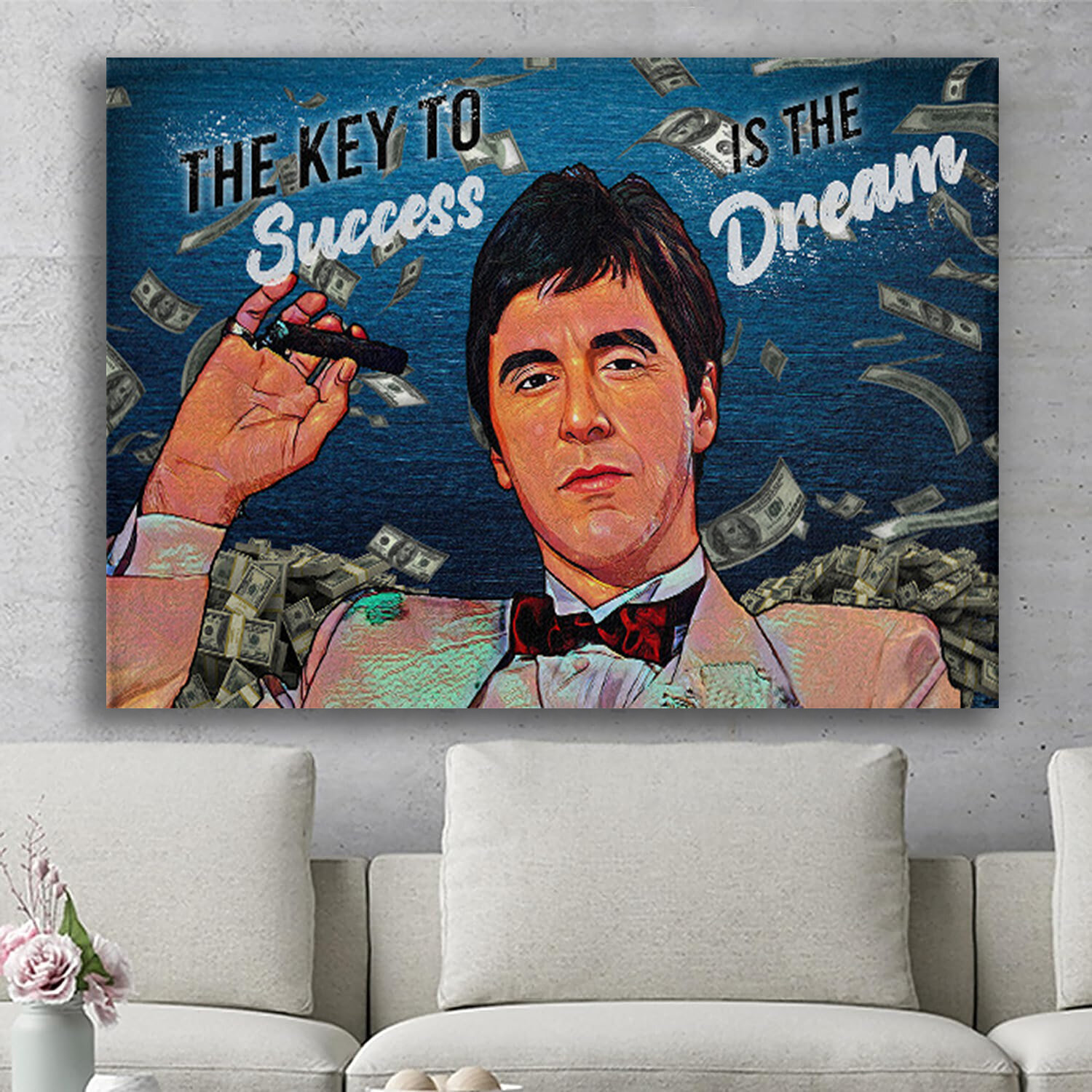 Картина интерьерная - "Тони Монтана, лицо со шрамом, гангстеры, мафия", 60х80 см.