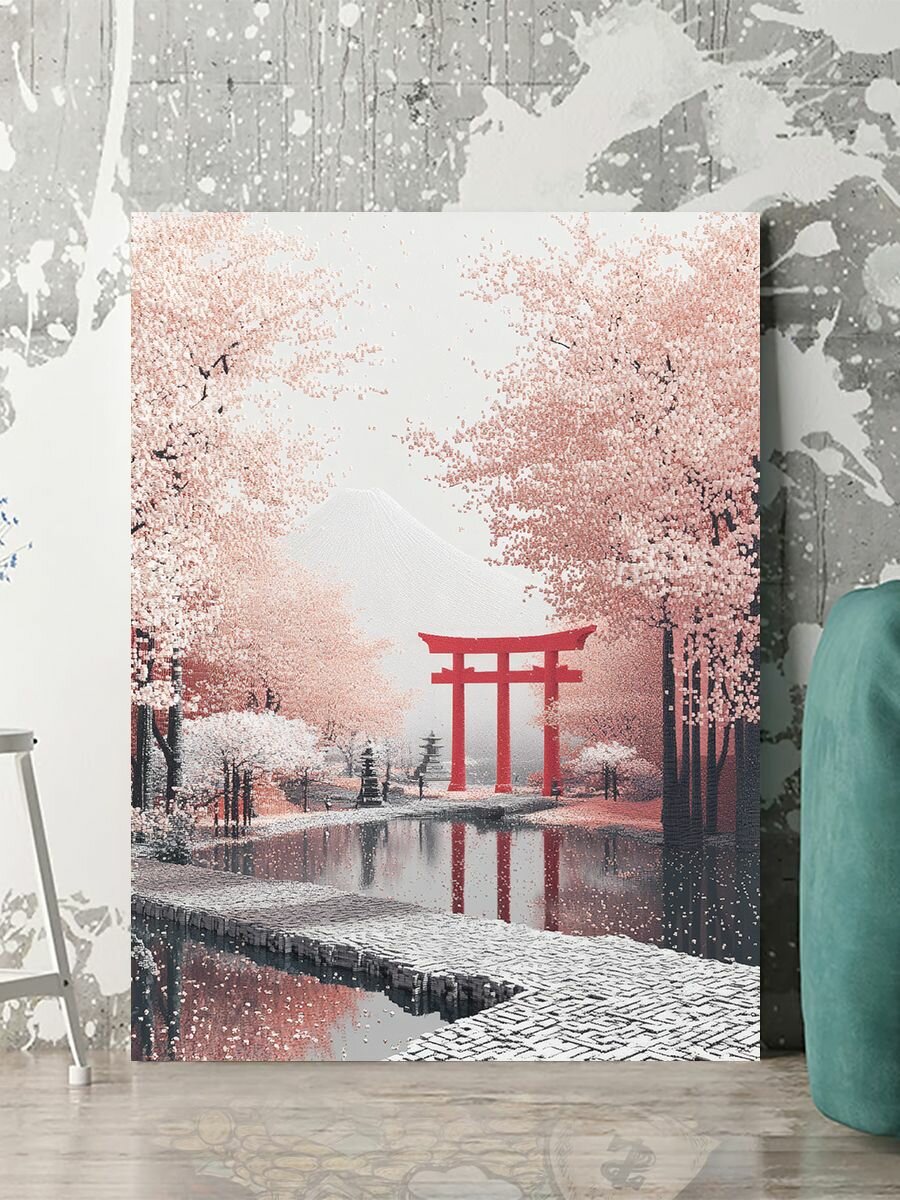 Картина на стену для интерьера - "Японский стиль, пейзаж", 30х40 см.