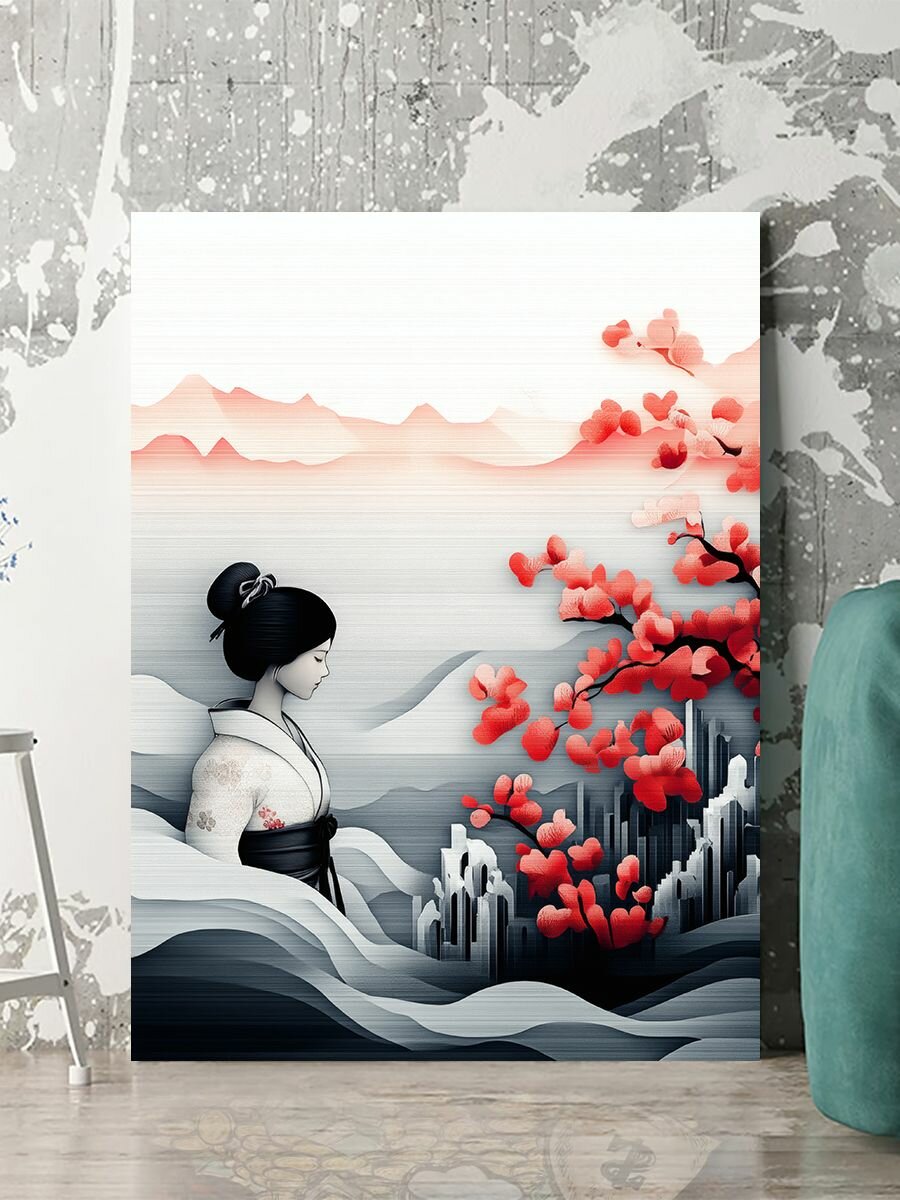 Картина интерьерная - "Японский стиль, пейзаж", 60х80 см.