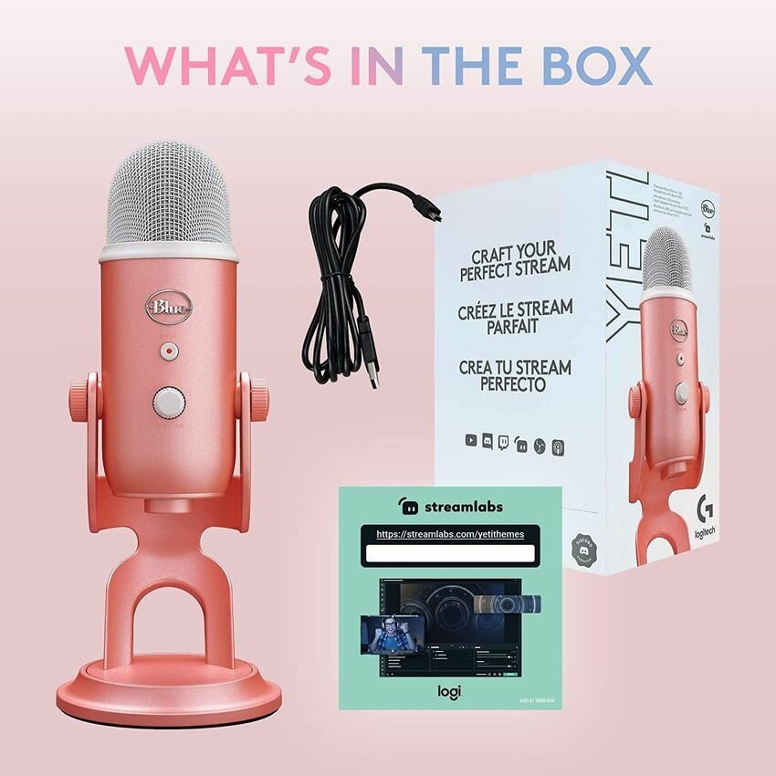 Logitech G Микрофон для подкастов Blue Yeti, розовый