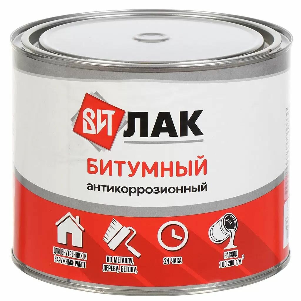 Битумный лак ВИТ антикоррозийный, для внутренних и наружных работ, 1,6 кг
