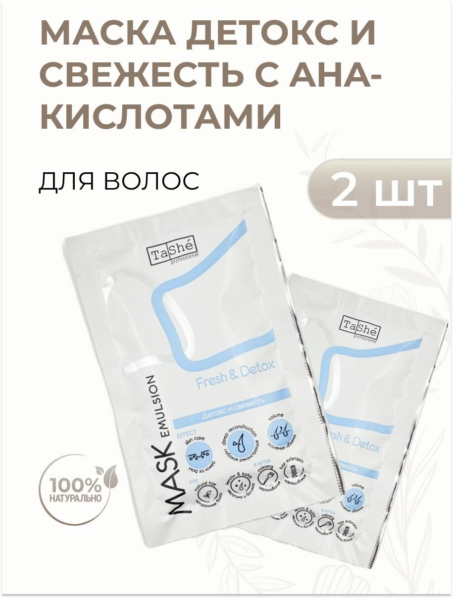 Маска для волос детокс-формула с AHA кислотами, глубокая реконструкция и объём, 40 г