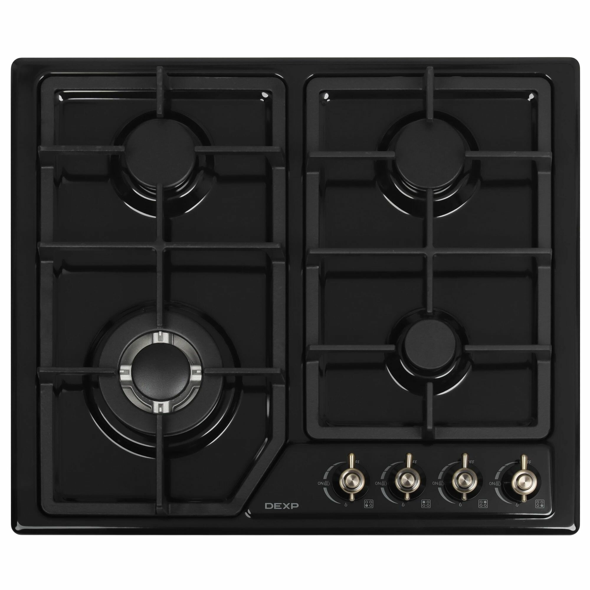 Газовая поверхность DEXP MGBS-604B2, 4 конфорки, электроподжиг, поворотные переключатели