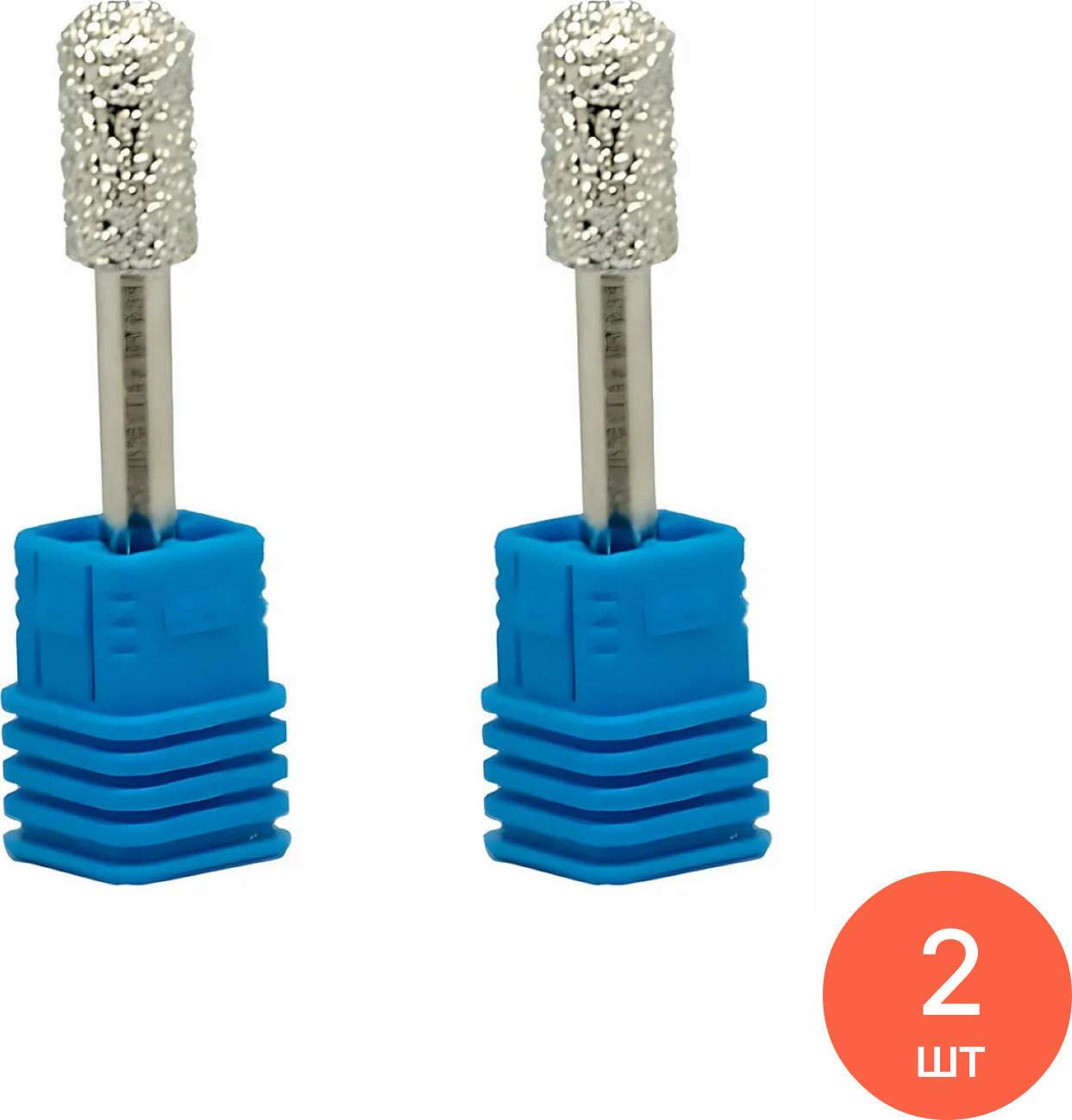 Шарошка Практика насадка, цилиндрическая закругленная, алмазная, хвостовик 6мм, длина 60мм / инструменты (комплект из 2 шт)