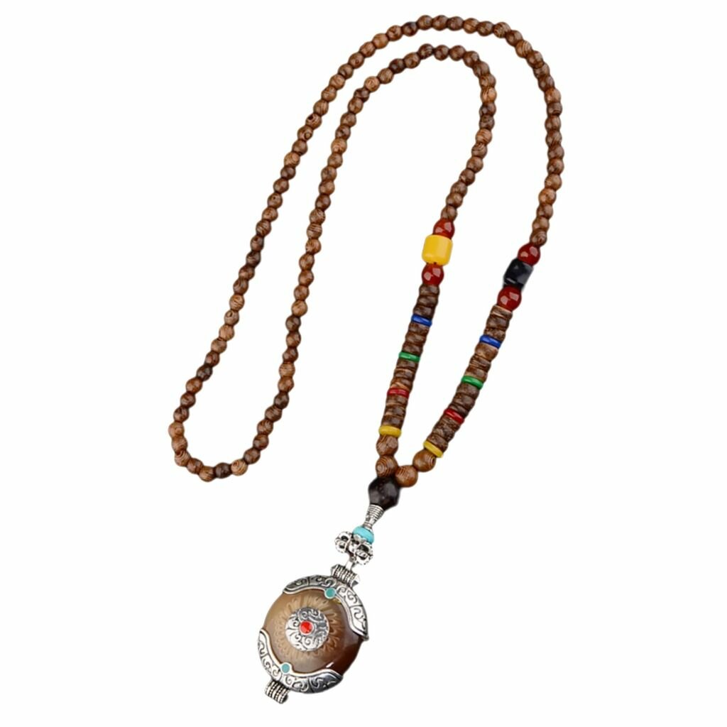 Подвеска Бодхи из деревянных бусин в длинном стиле-Пинг-Ан-Фу