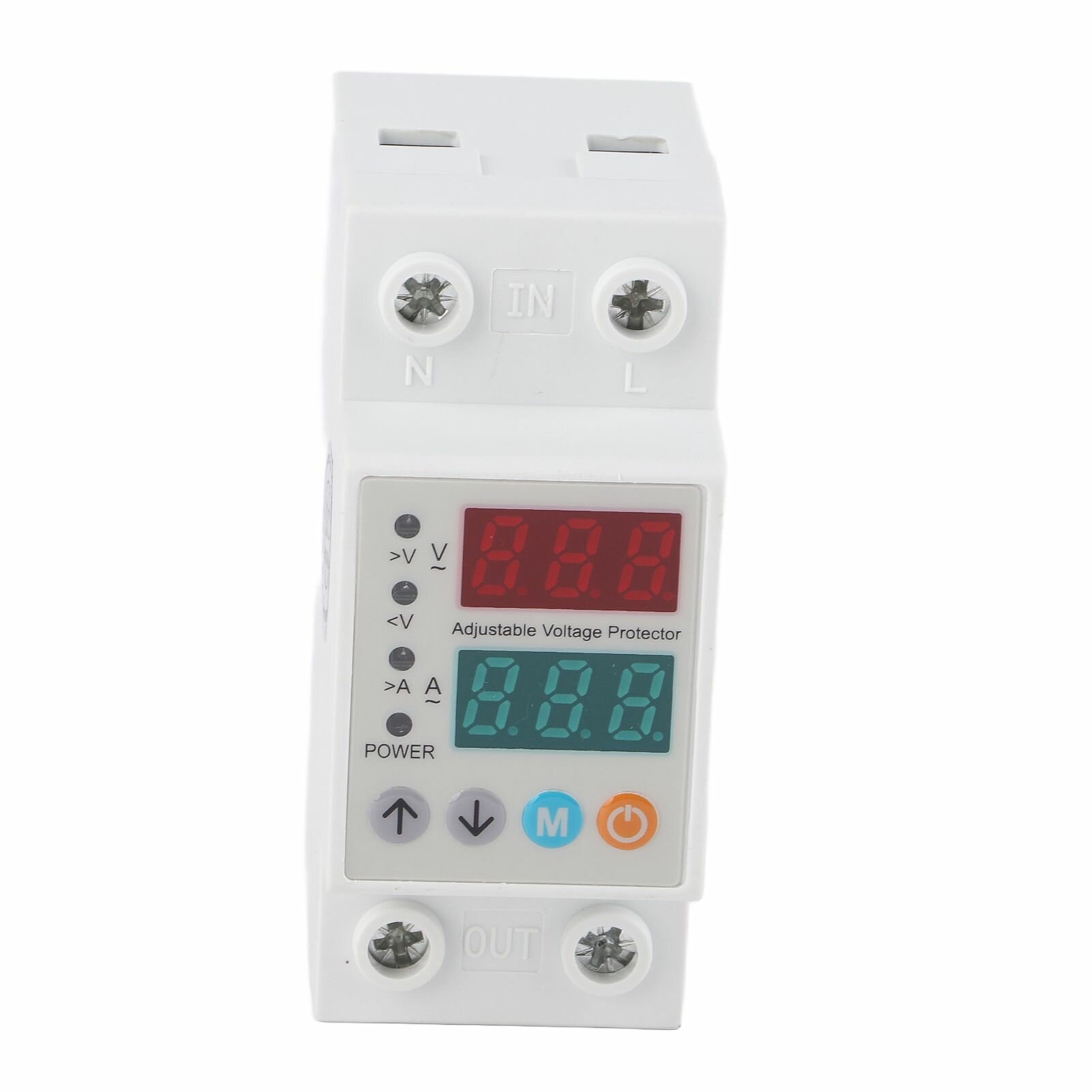 Устройство защиты от перенапряжения, цифровой дисплей, автоматическое восстановление, регулируемая защита, крепление на DIN-рейку, 80A, 2P, 220 В