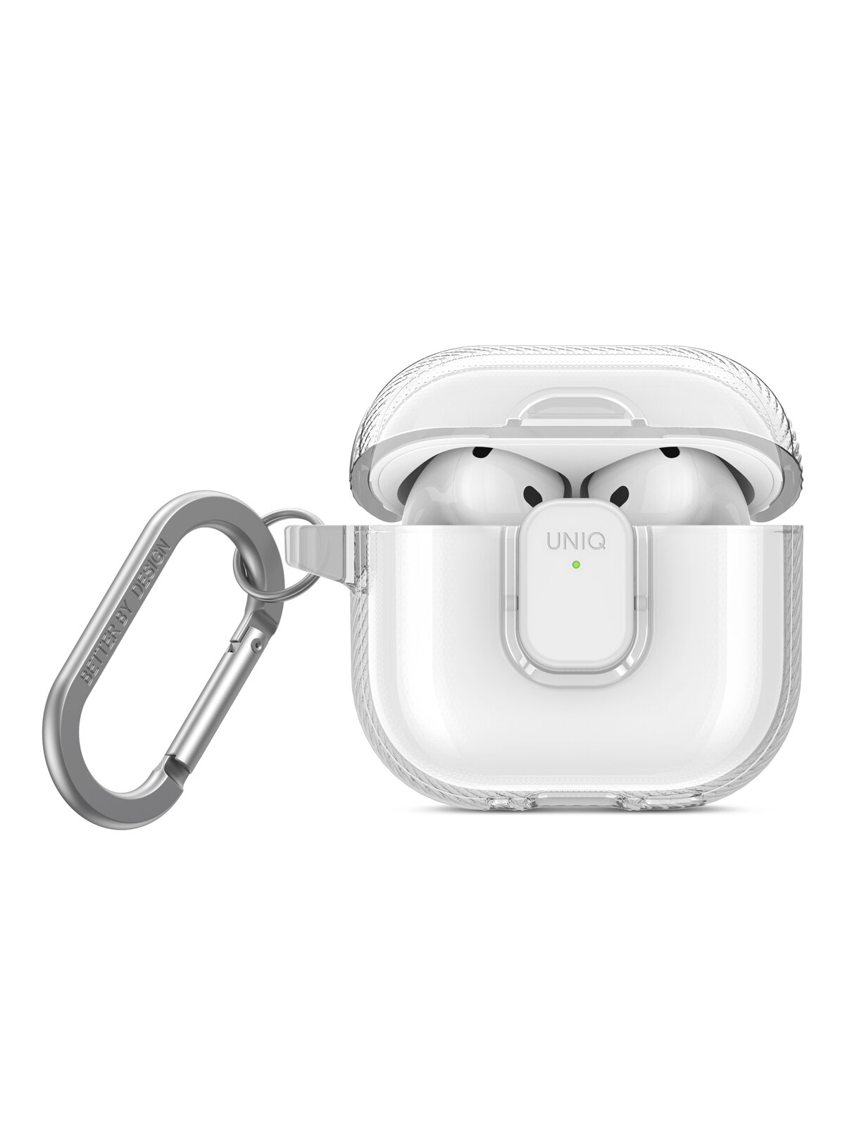 Чехол Uniq Glase PRO для Airpods 4 силиконовый, с замком-защелкой, прозрачный