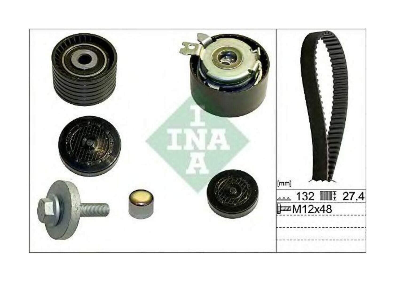 Комплект Грм Renault 1.4/1.6 16V 1998 => (Ролик 2Шт+Ремень 132X27)(Ina 530 0640 10)