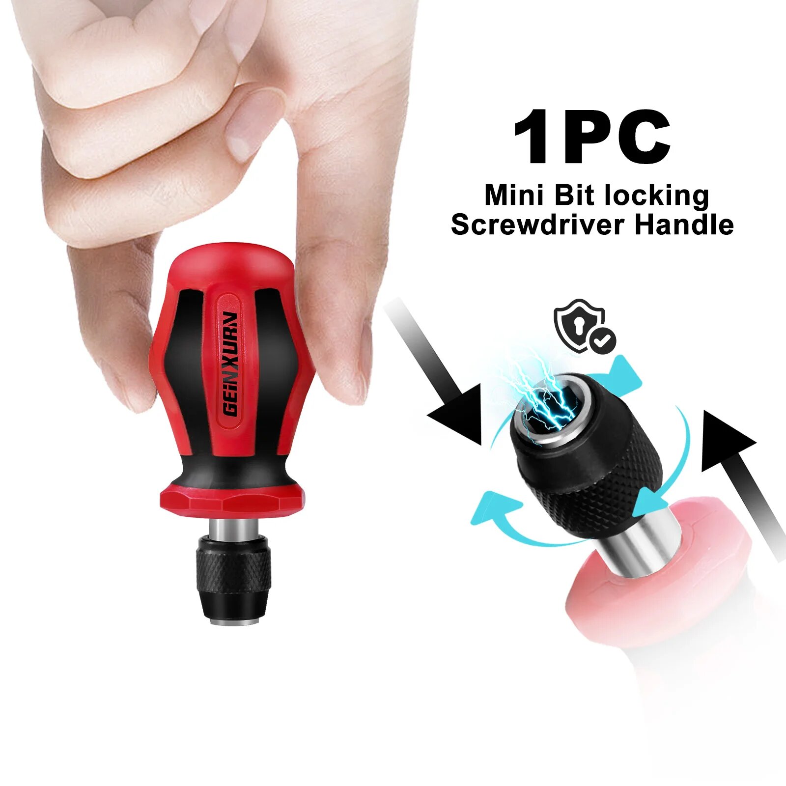 Mini Bit Locking Screwdriver Handle, 1pc, Geinxurn