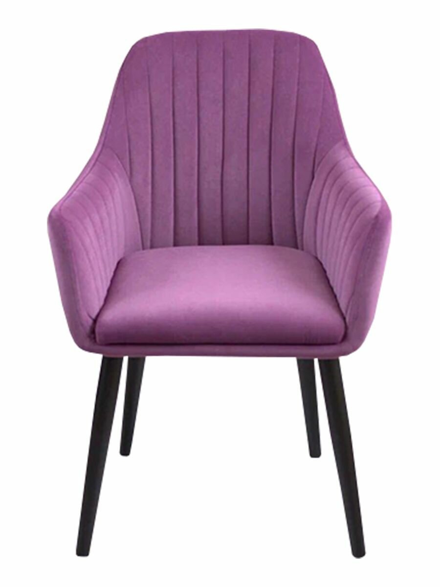Стул кресло Моби для кухни мягкий велюр, Цвет Орхидея, Чёрные ножки