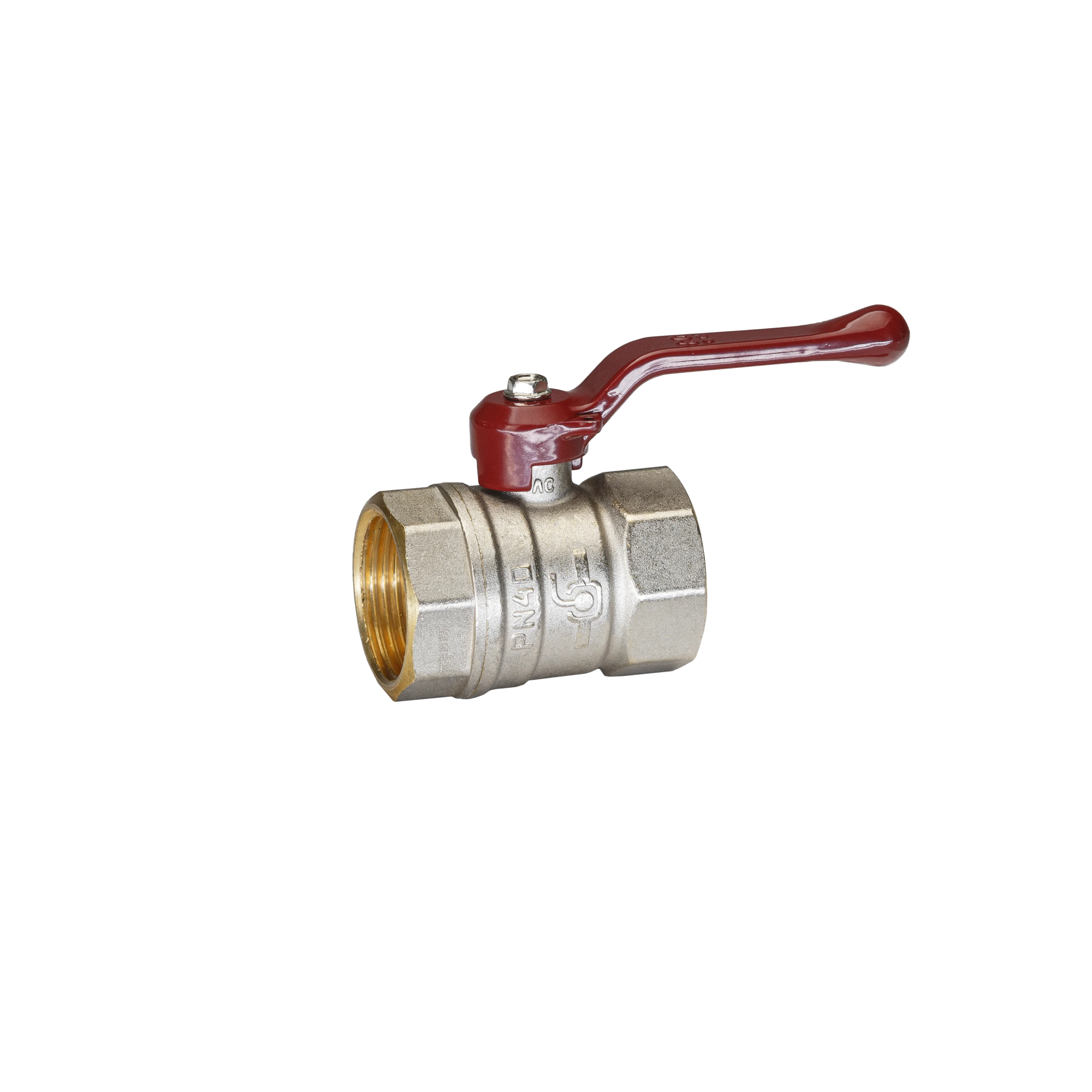 Кран шаровой латунный никелированный Temper 1/2” (Ду 15) PN40, вн/вн, рычаг (Россия)