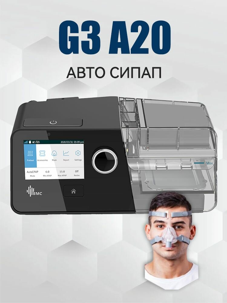BMC G3 A20 APAP Auto CPAP СИПАП аппарат/для храпа во сне /для домашнего использования с маской NM4