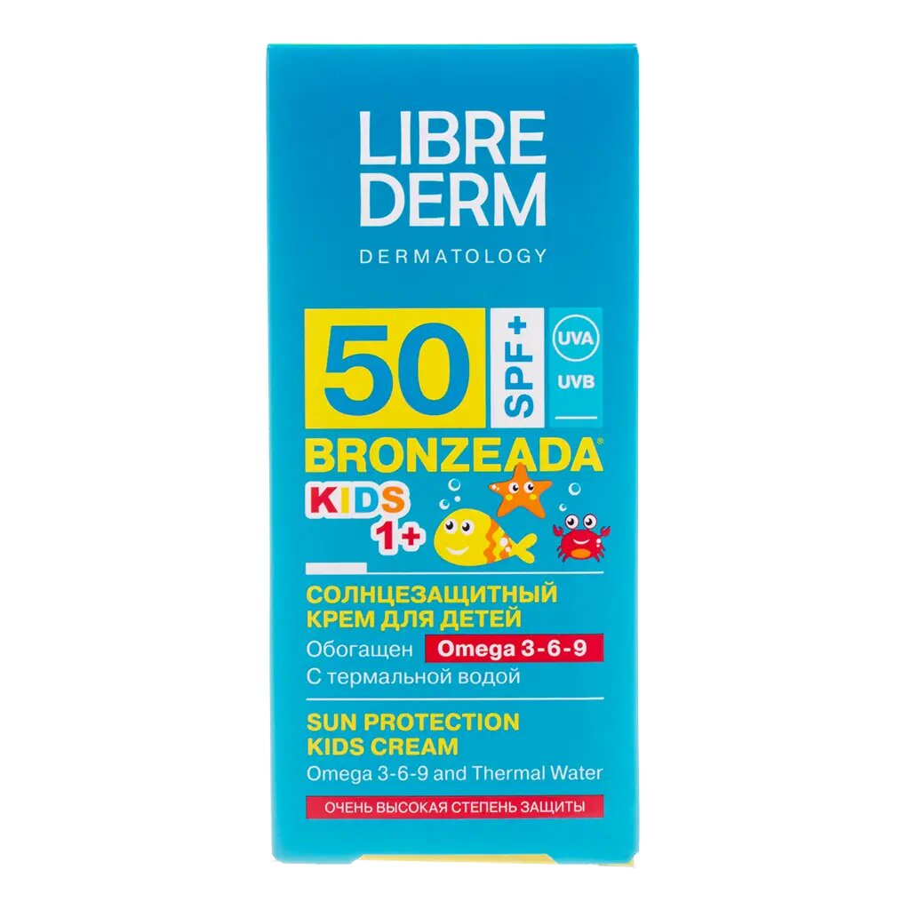 Либридерм (Librederm) Bronzeada Солнцезащитный крем для детей с Омега 3-6-9 и термальной водой SPF50+ 150 мл 1 шт