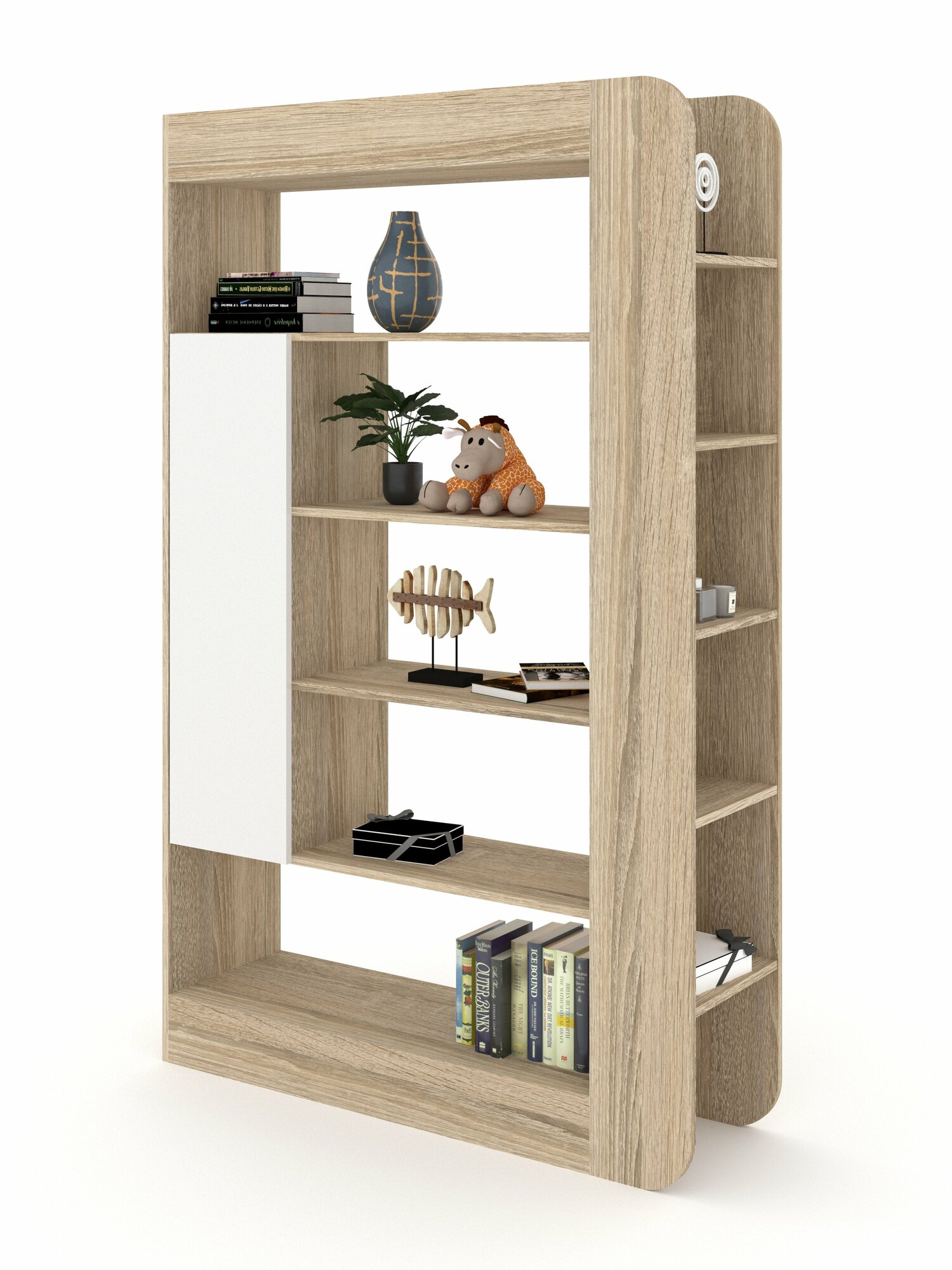 Есэндвич Альт Лаворо Стеллаж, перегородка для зонирования 120х190х35 см (Дуб сонома/Белый)