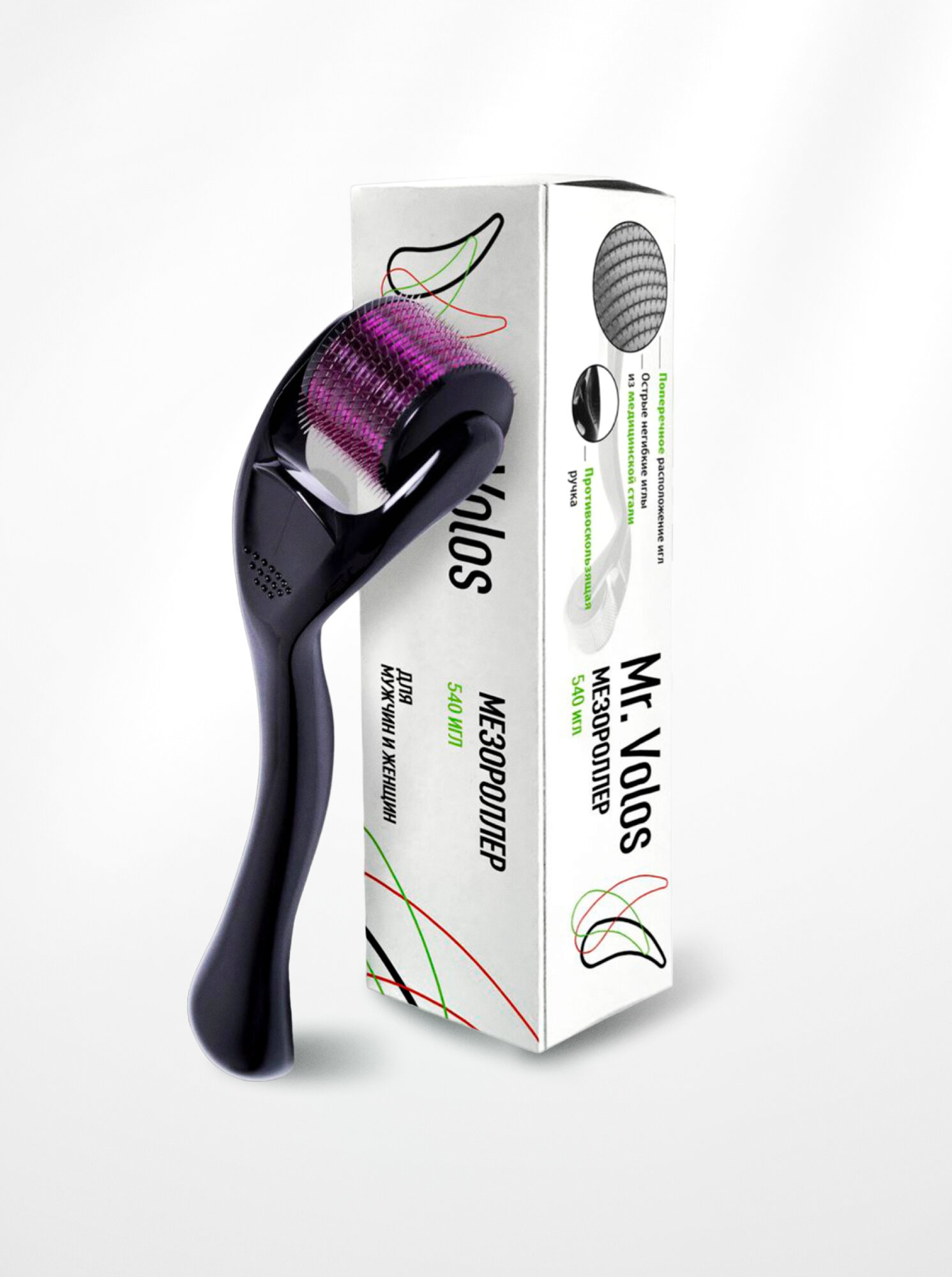 Мезороллер для лица и головы Mr. Volos 1,5 мм + кейс для хранения