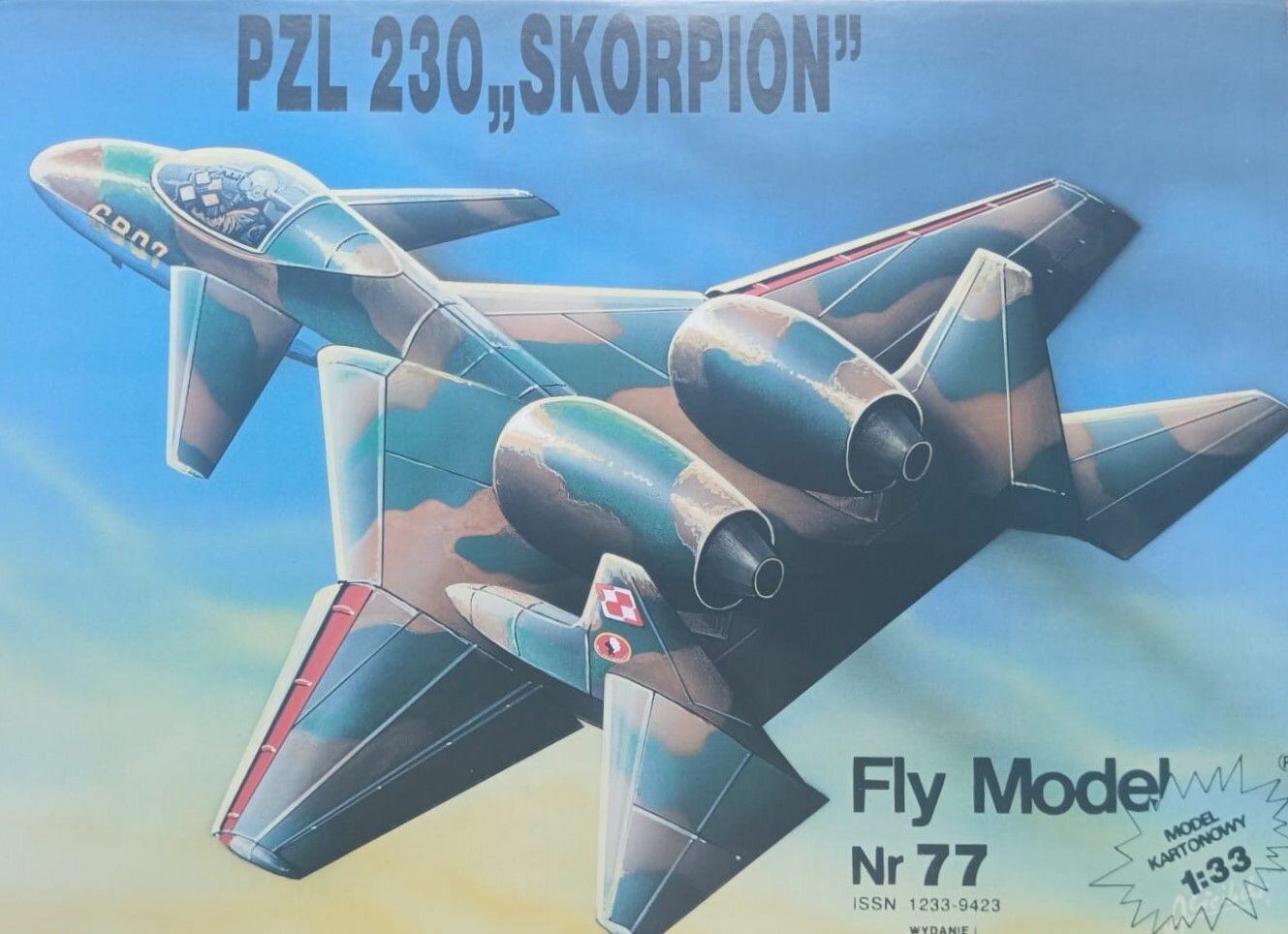 Сборная бумажная модель Самолет PZL 230 "Scorpion" - FLY MODEL №77 (Журнал+кабина)