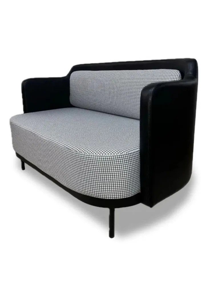 Диван прямой лион 130х78х78 см, нераскладной, лапка жаккард/черная экокожа