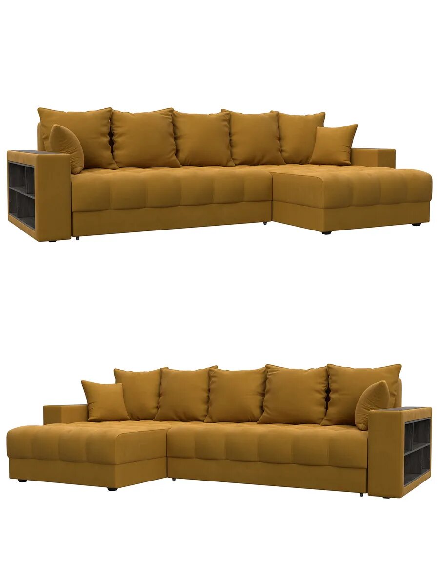 Угловой диван Нью-Йорк, 281х91х163 см, спальное место 145х238 см, с ящиком для белья, универсальный угол, велюр