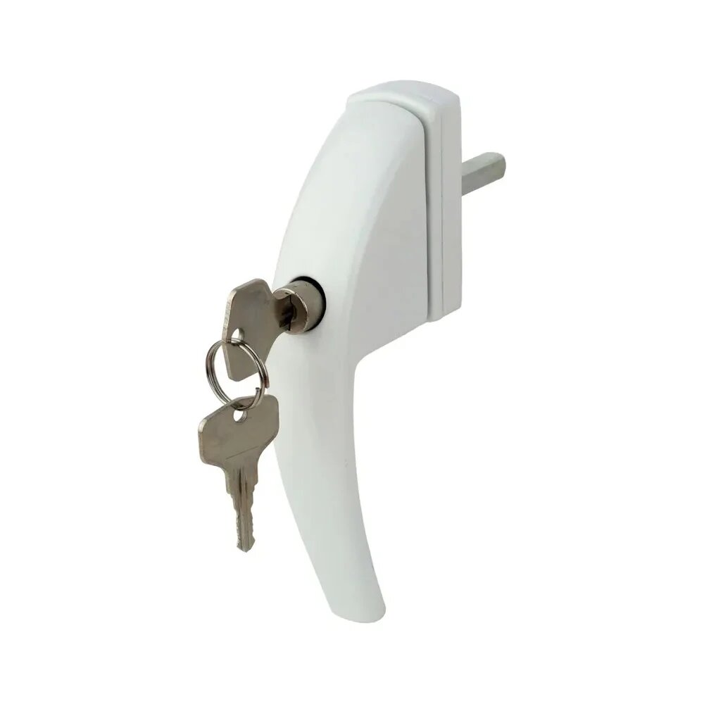 Ручка оконная DORF алюминий, 8-ми позиционная с ключом, 37 штифт, белая RSK10_9016/УП