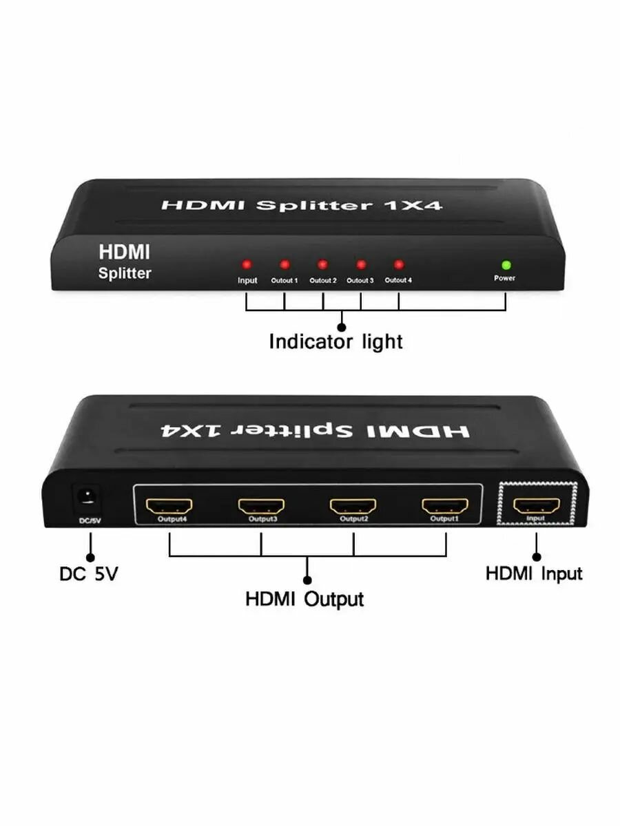 Активный HDMI резветвитель 1x4 ver