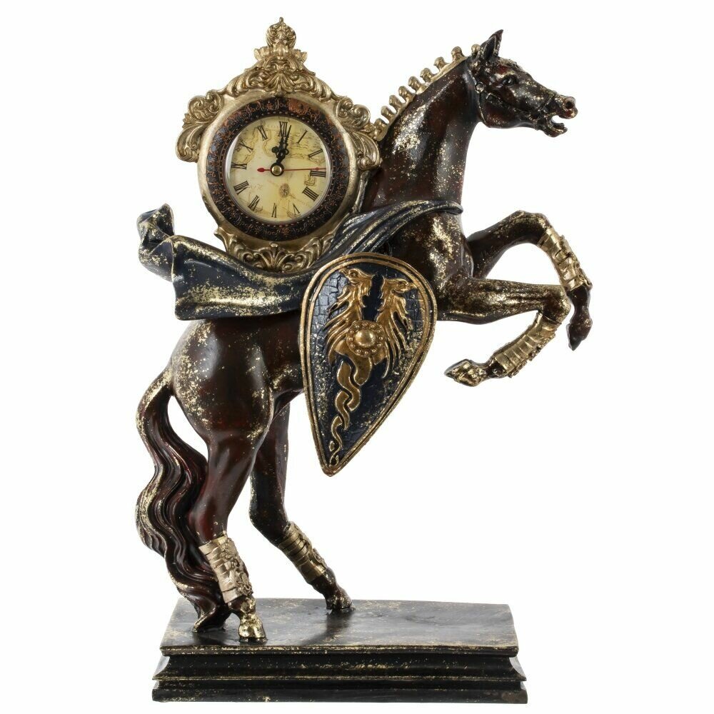 Часы настольные "Лошадь" D8см, 32х14х46 см