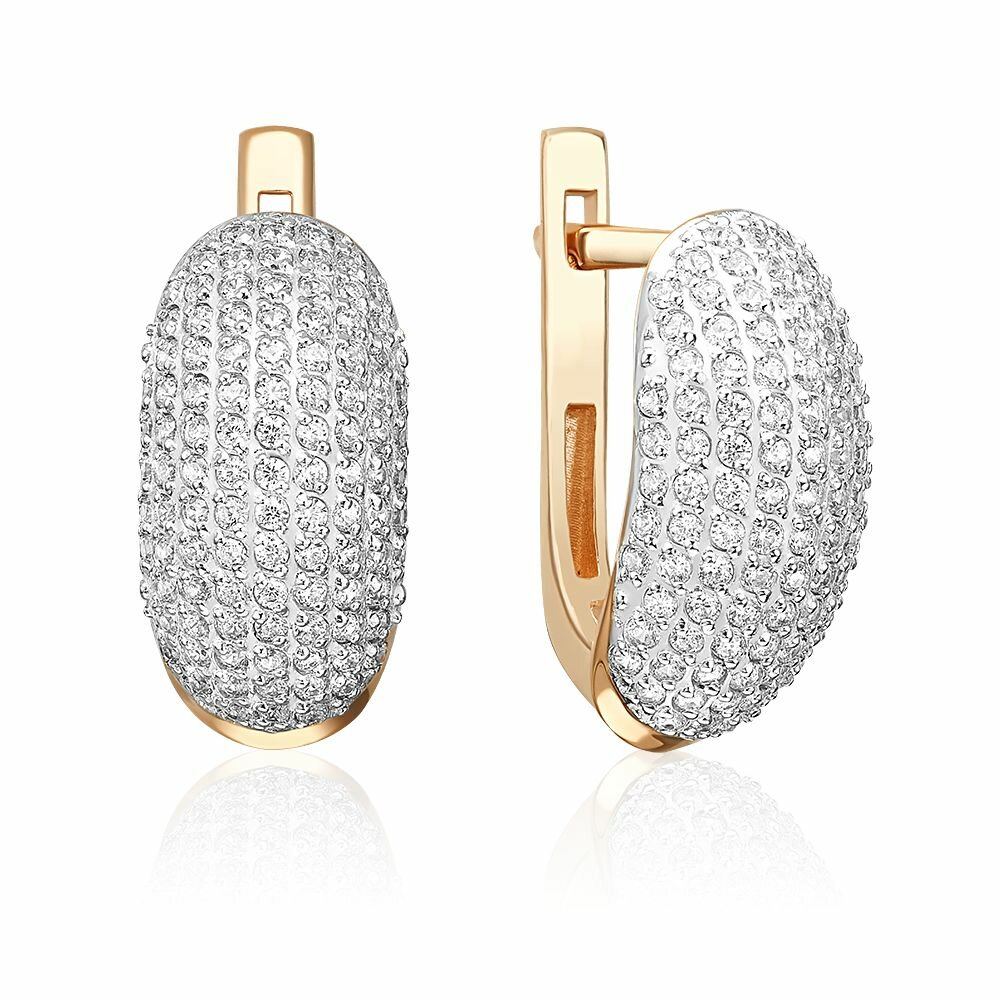 Серьги, красное золото, 585 проба, фианит